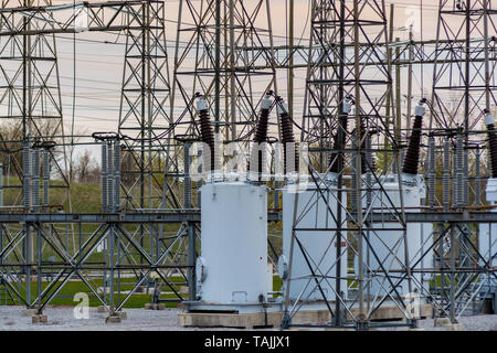 Hydro station featuring huge power transformers Stock Photo - Alamy