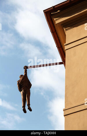"Man hanging out" sculpture, by David Cerny. Prague, Czech Republic ...