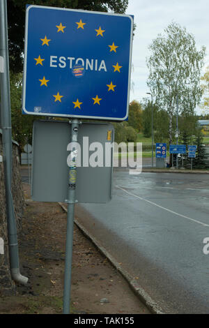 The border between Estonia and Latvia (at Valga/Valka) shot from the ...