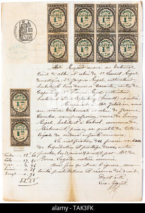 19th century French fiscal tax stamps Stock Photo - Alamy