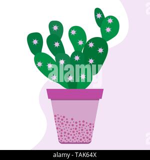 Vector illustration with potted cactus. Succulents. Trendy background ...