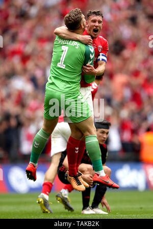 Charlton Athletic's Jason Pearce celebrates their victory Stock Photo ...
