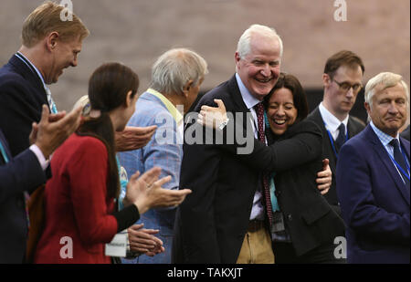 Brexit Party's Matthew Patten celebrates with Anna Bailey after being ...