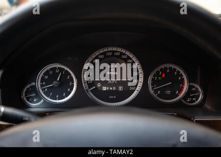 Digital dashboard on Model S car inside Tesla electric car showroom on ...