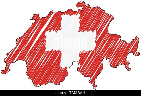 Scribble map of Switzerland. Sketch Country map for infographic ...
