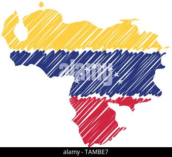 Scribble map of Venezuela. Sketch Country map for infographic ...