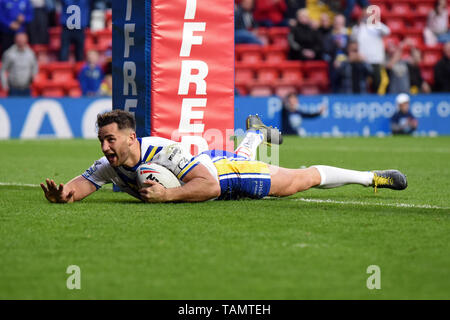 Toby King #4 of Warrington Wolves in action during the game Stock Photo ...
