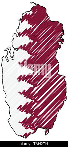 Qatar map vector illustration, scribble sketch State of Qatar Stock ...