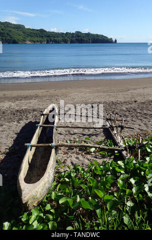 Dugout canoe or pirogue on the beach Masoala National Park Masoala ...