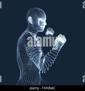 Boxer. 3D Model of Man. Human Body. Sport Symbol. Design Element ...