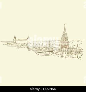 Spain, Toledo. City skyline architecture, buildings, streets ...