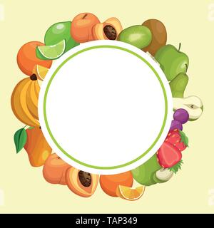 Fruits round frame cartoons Stock Vector Image & Art - Alamy