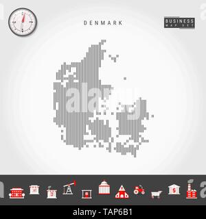 Denmark simple map outline - simplified country shape map vector Stock ...
