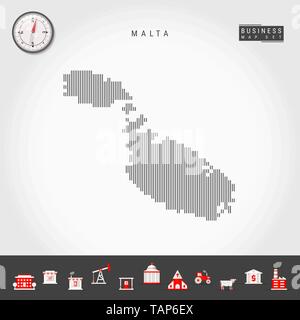 Stylized vector Malta map. Infographic 3d gold map illustration with ...