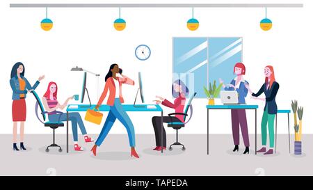 Office assistant girl working at the workstation. Administrative ...