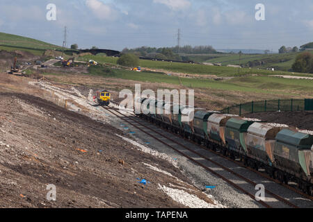 Freightliner class 66 locomotive at the extended Buxton up reception ...