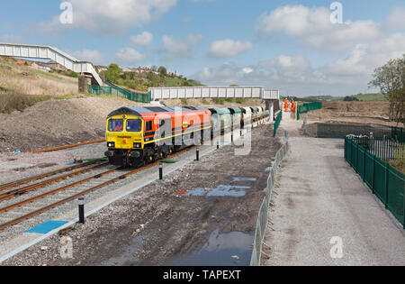 Freightliner class 66 locomotive at the extended Buxton up reception ...