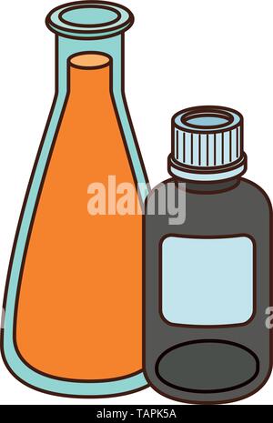laboratory instruments with medicines in white background Stock Vector ...