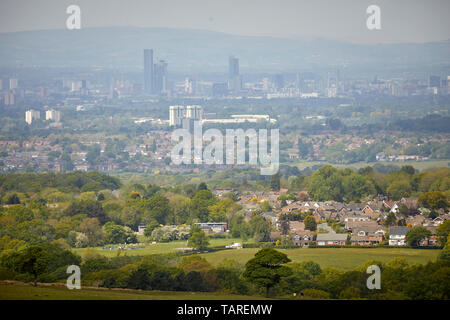 Manchester Skyline, view from Disley looking into Stockport with ...
