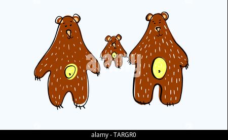 Illustration of the three brown bears on a white background Stock ...