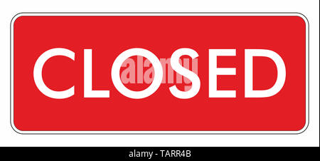 Closed sign illustration, white text over red background Stock Photo ...