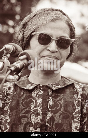 Rosa Parks, known for her stand against racial bus segregation in ...
