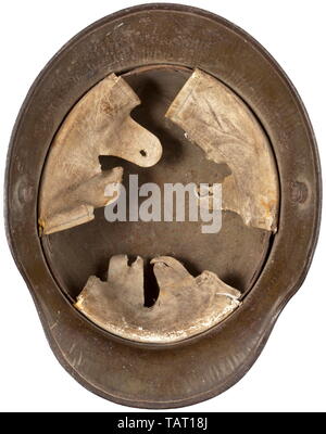 A steel helmet M 16 for members of the Freikorps Oberland, The skull ...