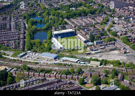aerial View of Stockport County Football Club Stadium Drone Edgeley ...