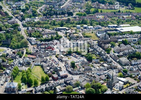 Strathaven Town centre, from the air, lanarkshire, Central Scotland, UK ...