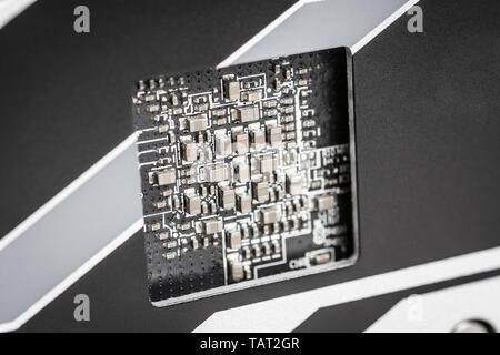 Modern graphics card with fan cooler on white background. Computer ...