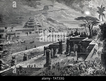 Tower of Babel, fall of Babylon with the Babylonian confusion of ...