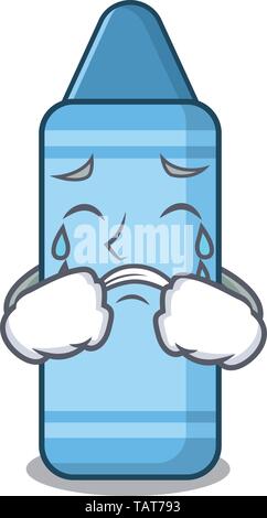 Crying blue character in the shape of a drop color line icon. Mascot of ...