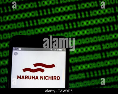 In this photo illustration a Maruha Nichiro Corporation logo seen ...