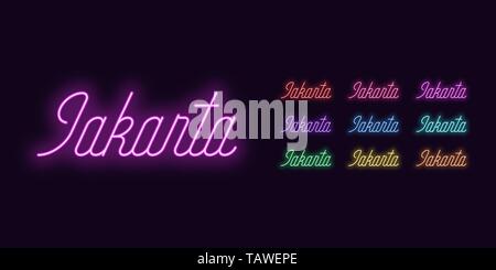Jakarta City Name (Indonesia, Asia) with black white city map ...