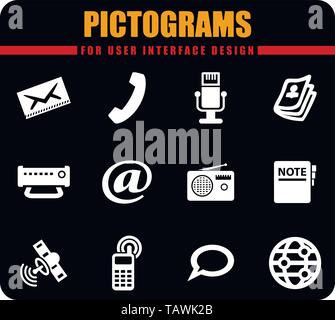 communication professional vector pictograms for user interface design ...