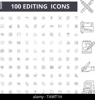 Editing line icons signs set. Design collection of Edit, Revise, Modify ...