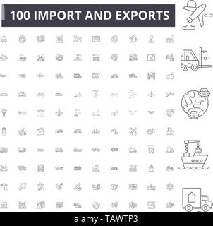 Import and exports line icons, signs, symbols vector, linear ...