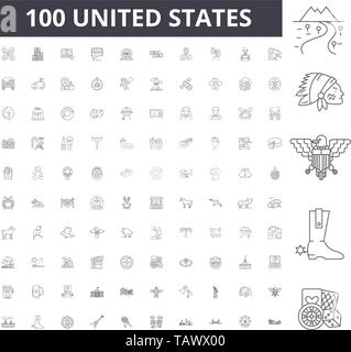 United states line icons, signs set. America, US, States, United, Union ...