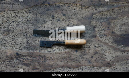 roman saw set and saw file, reconstruction by daegrad tools Stock Photo ...