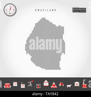 Swaziland editable outline map. Eswatini red border. Country name ...