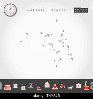 Marshall Islands editable outline map. Marshallese red border. Country ...