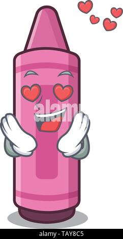 With heart pink crayons in the character shape Stock Vector Image & Art ...