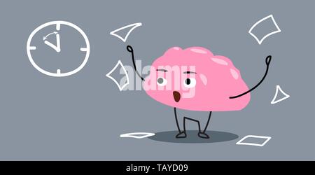 angry human brain organ throwing pader documents deadline stress ...