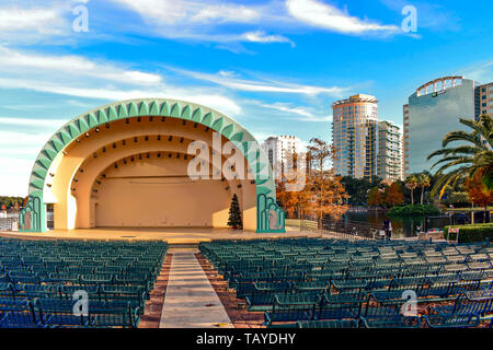 The historic Walt Disney Amphitheater at Lake Eola Park in Orlando ...