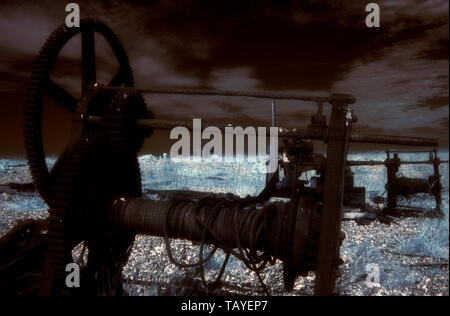 infrared image - rope winch - shingle beach - dungeness - romney marsh ...