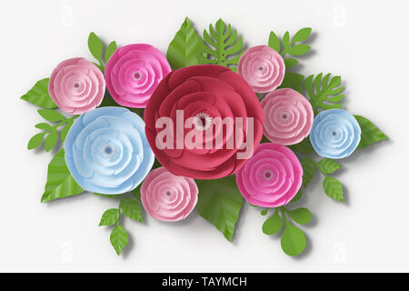 Flower paper style, colorful rose, paper craft floral, Butterfly paper ...