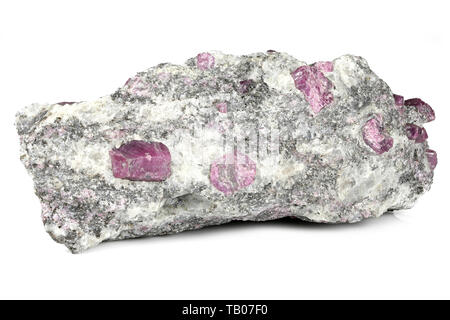 ruby in matrix from Madagascar isolated on white background Stock Photo ...