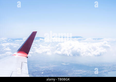 Bussiness and travel concept. Aerial view through window inside ...