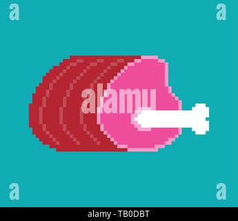 Pork ham pixel art. Bone meat 8 bit Stock Vector Image & Art - Alamy