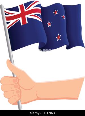 Vector cartoon New Zealand map icon in comic style. New Zealand sign ...